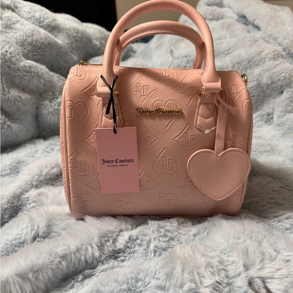 Juicy Couture | Bags | Nwt Juicy Couture Pink Satchel With Heart Charm And Textured Leather ...